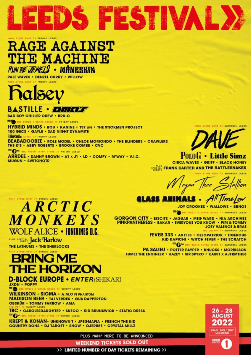 Leeds Festival 2022 Line Up WESHOOTMUSIC COM Leeds Festival 2022 Line Up WESHOOTMUSIC COM